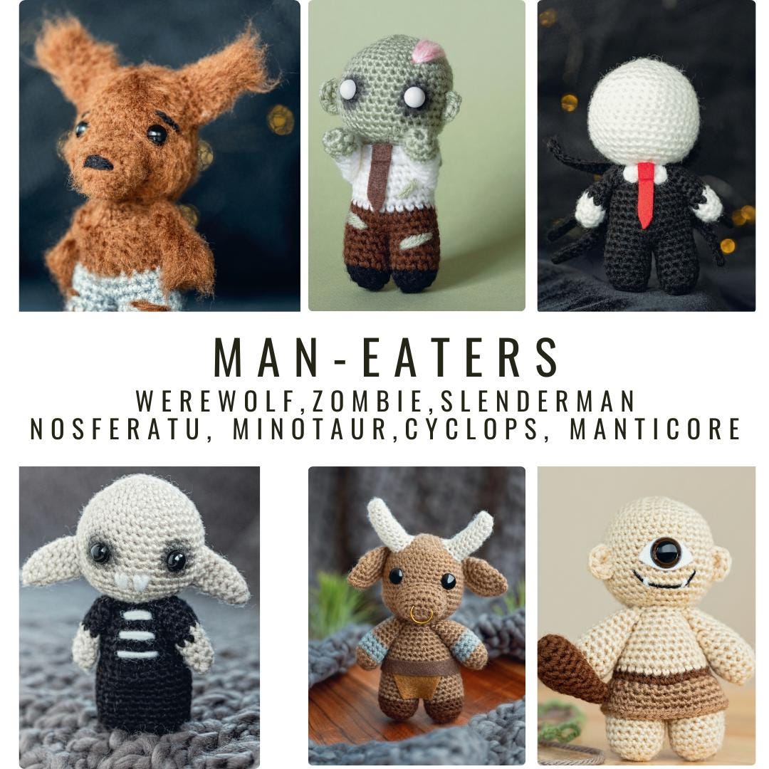Crochet Man-eaters Pattern Bundle – Werewolf, Zombie, Slenderman ...