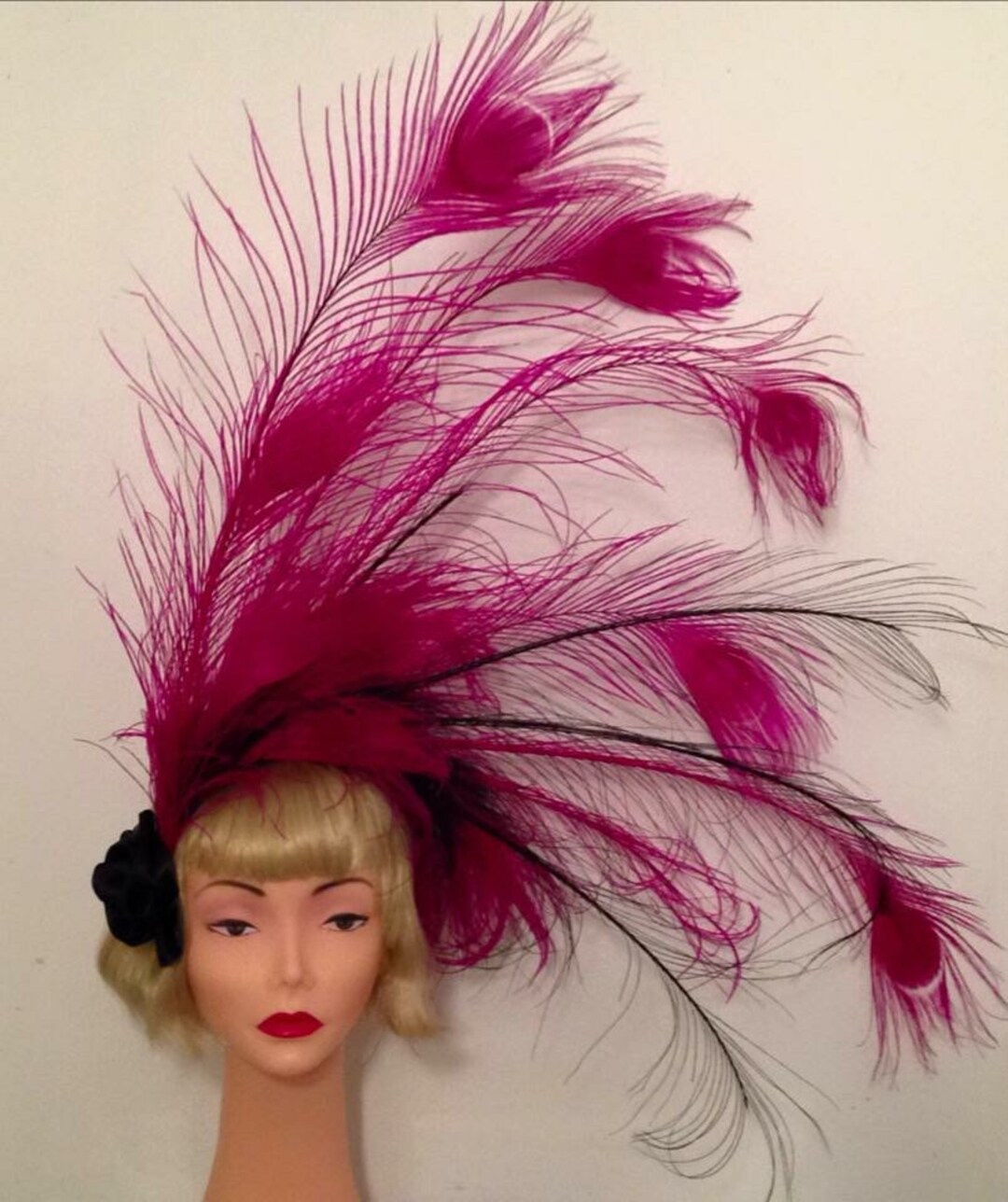 Custom Made Peacock Headband by Taissa Lada,hot Pink Peacock Feathers,peacock Headband,flapper ...