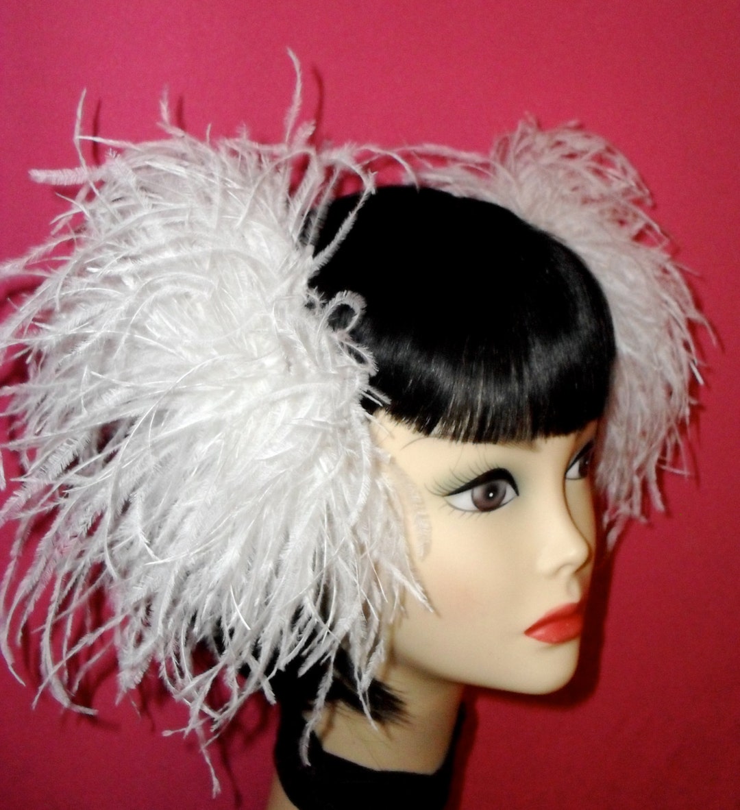 Custom Made White Ostrich Feather Hair Clips,ostrich Feathers,white ...