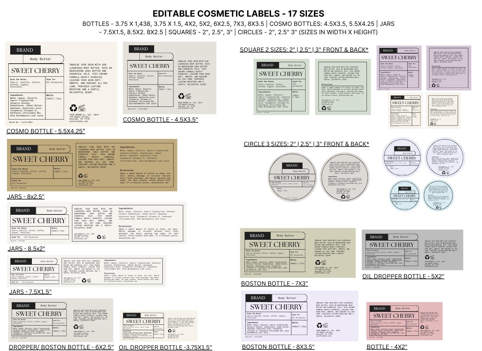 Editable Cosmetic Label Templates, Luxury Cosmetic Product Label Canva ...