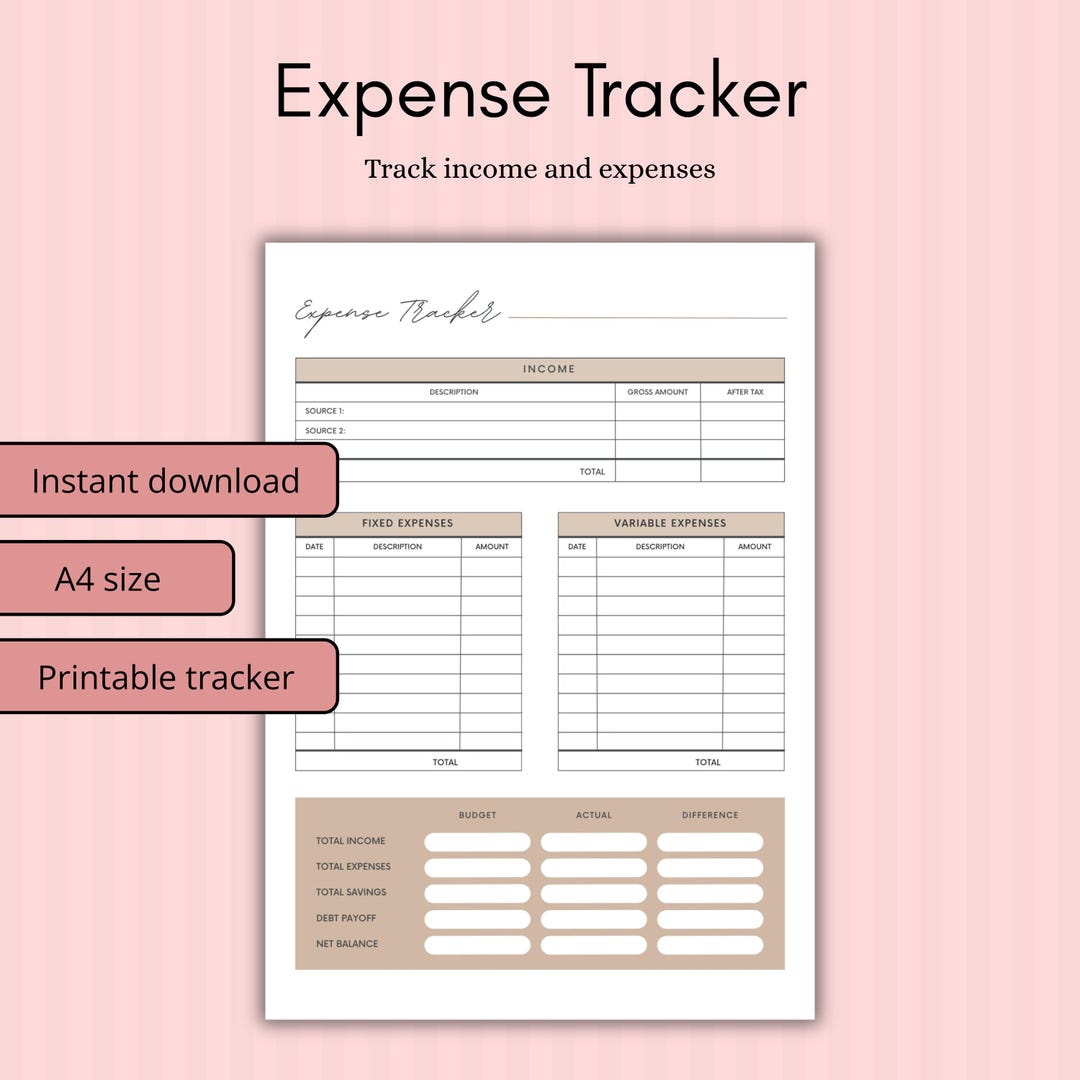 Printable Expense Tracker: Personal Finance (digital Download) - Etsy