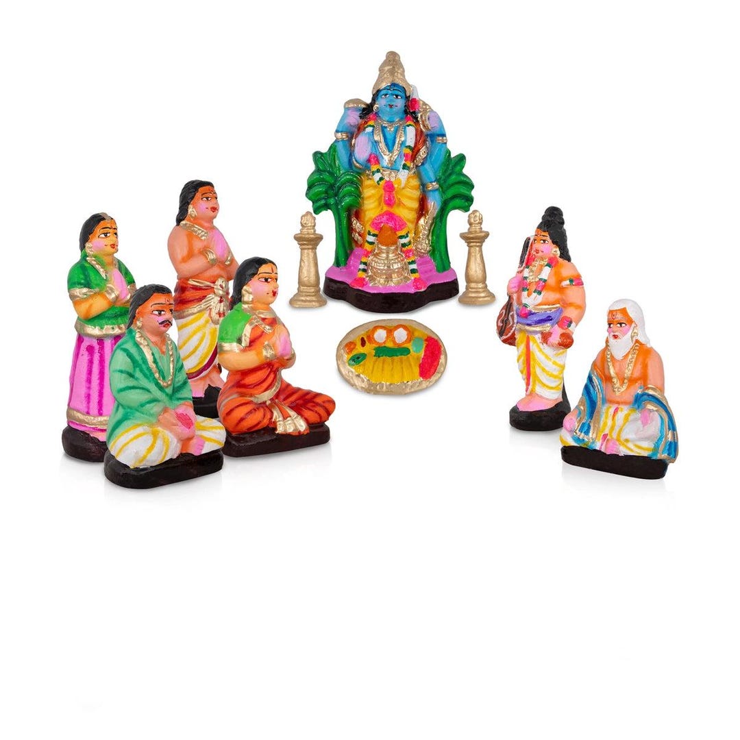 Sathyanarayana Pooja Clay Golu Bommai Set 7 X 5 Inches Golu Doll ...