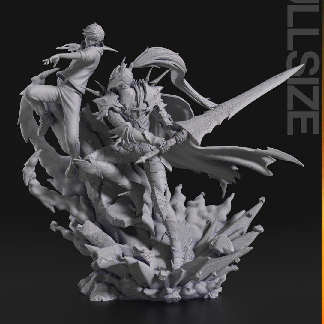 Sung Vs Igris Figure on Resin 30cm / Room Decor /solo Leveling Figure ...