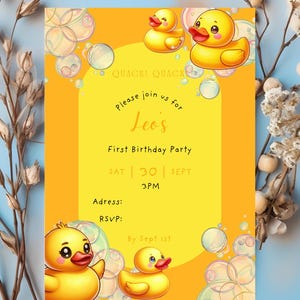 Duck First Birthday Invitation - Etsy