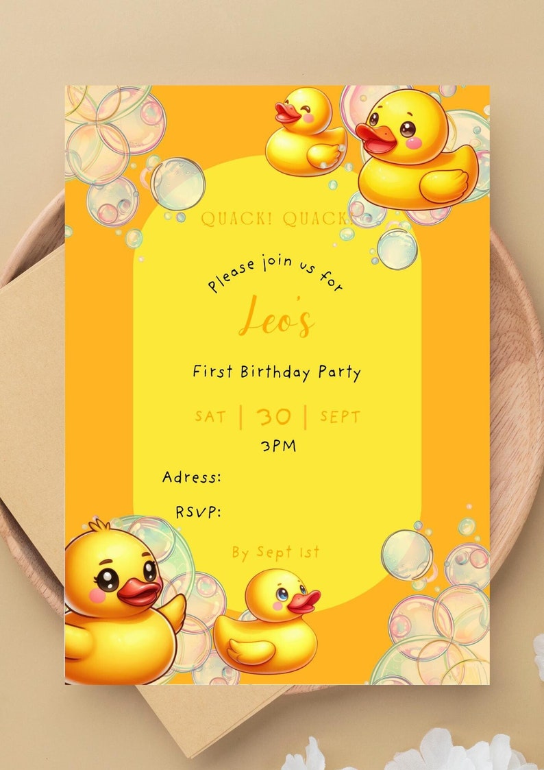 Duck First Birthday Invitation - Etsy