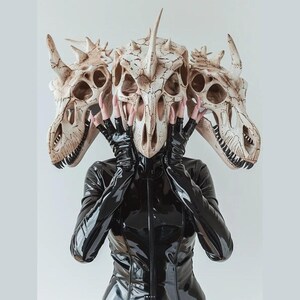 Skull of a mutated T-Rex helmet Halloween mask Horror Witch mask Three ...