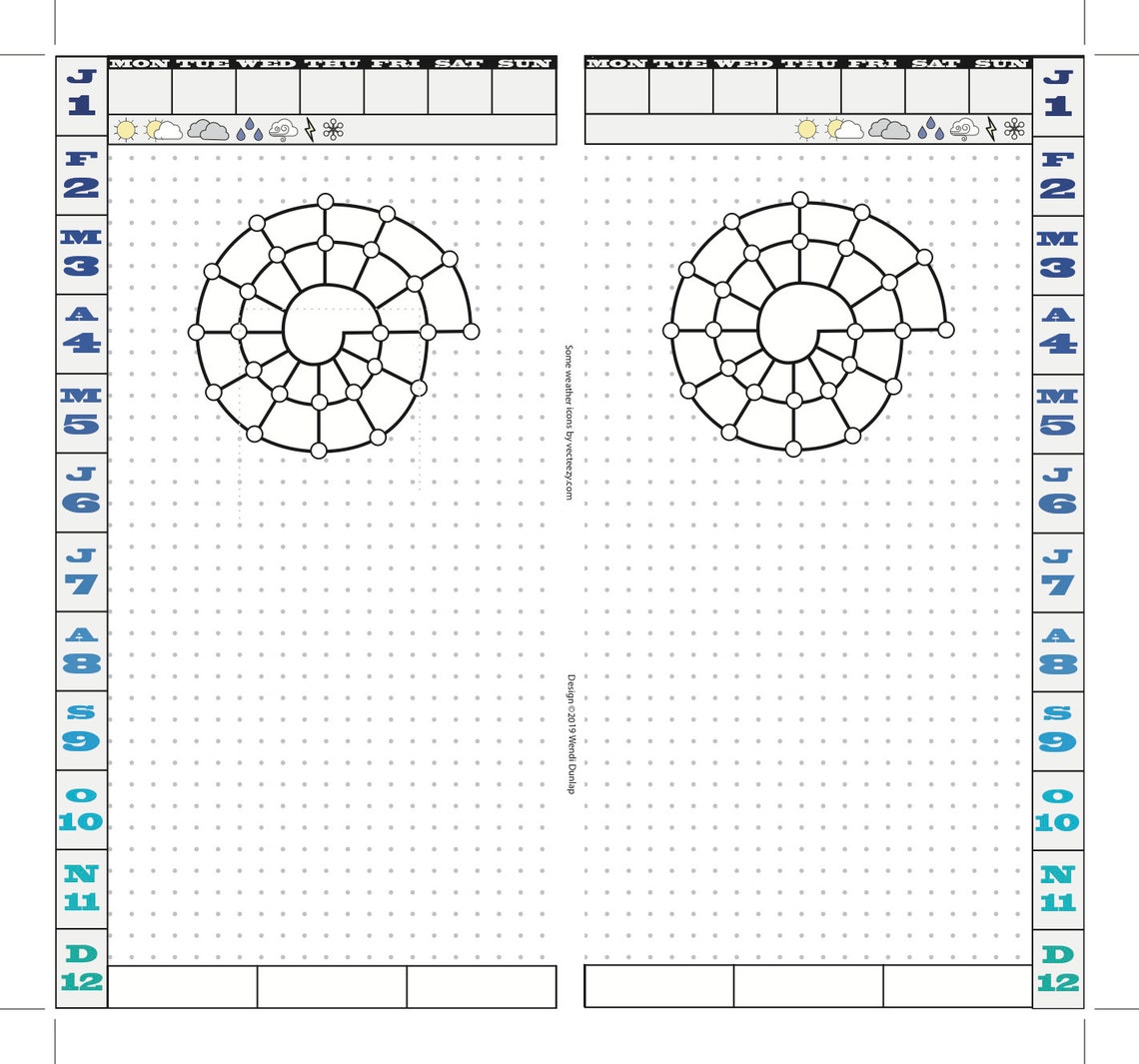 Daily Calendar With Dot Grid Spiraldex for Travelers - Etsy