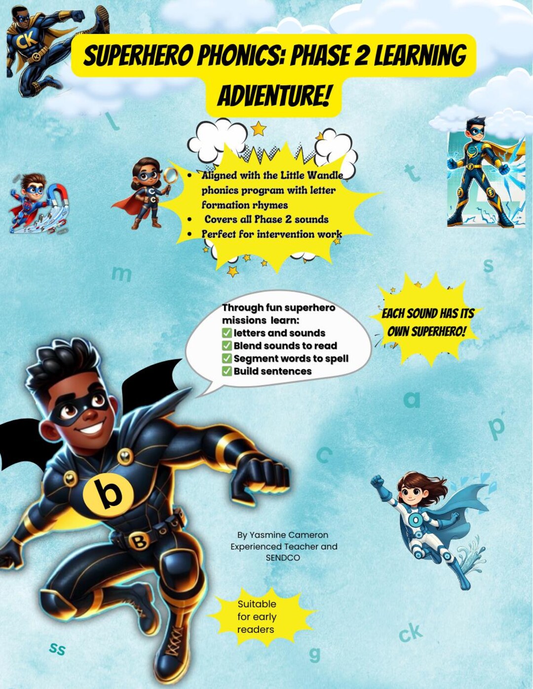 Superhero Phonics Phase 3 Learning Adventure Workbook - Etsy