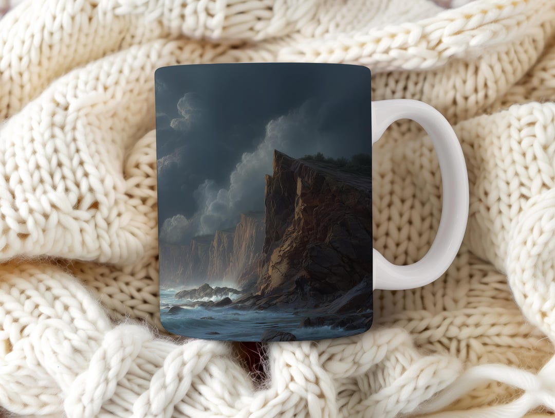 Stormy Sea Cliff Ceramic Mug, Ocean Coastal Decor - Etsy