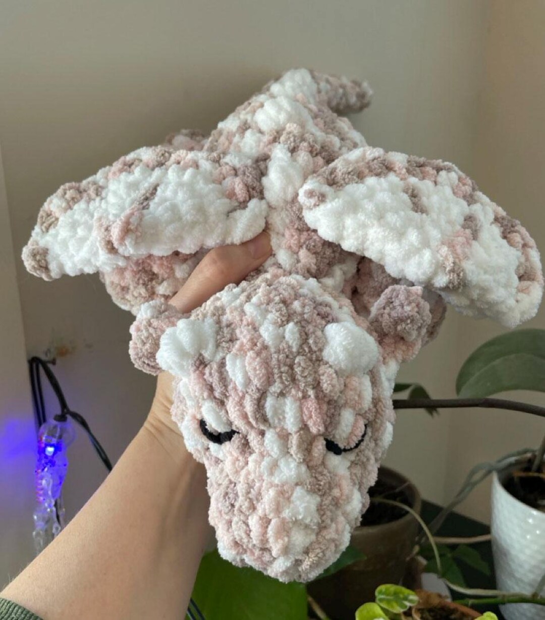 Soft Squishy Snuggle Dragon Plushie, Beige Pink and White, Handmade ...