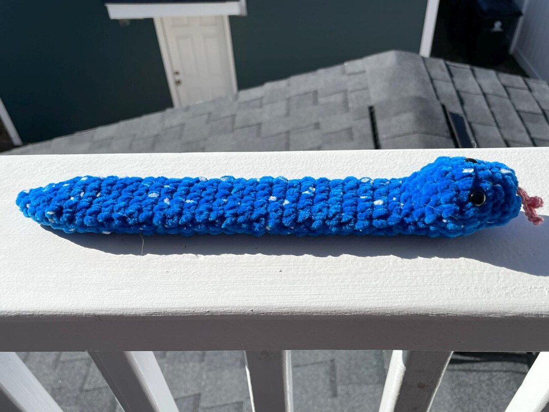Crocheted Slap Bracelet Snake, Blue With White Speckles, Handmade ...