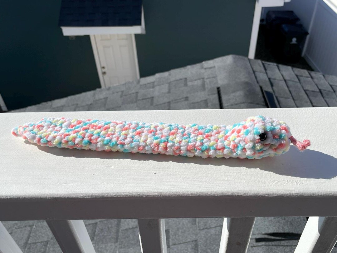 Crocheted Slap Bracelet Snake, White With Pastel Spots, Handmade ...