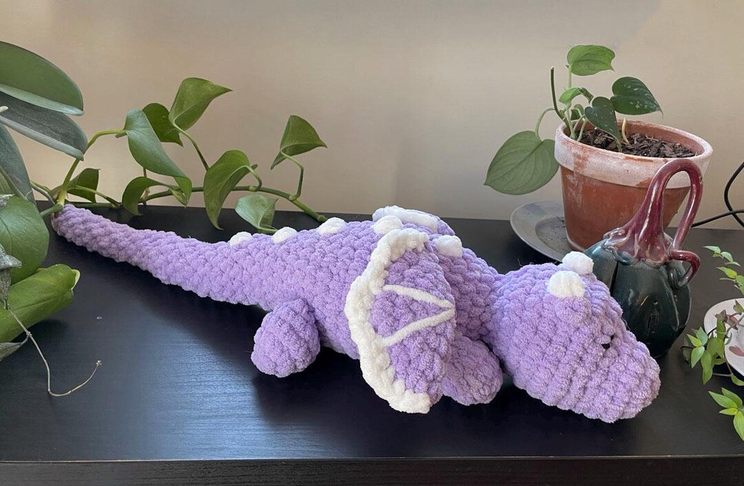 Soft Squishy Snuggle Dragon Plushie, Lavender and White, Handmade, Baby ...