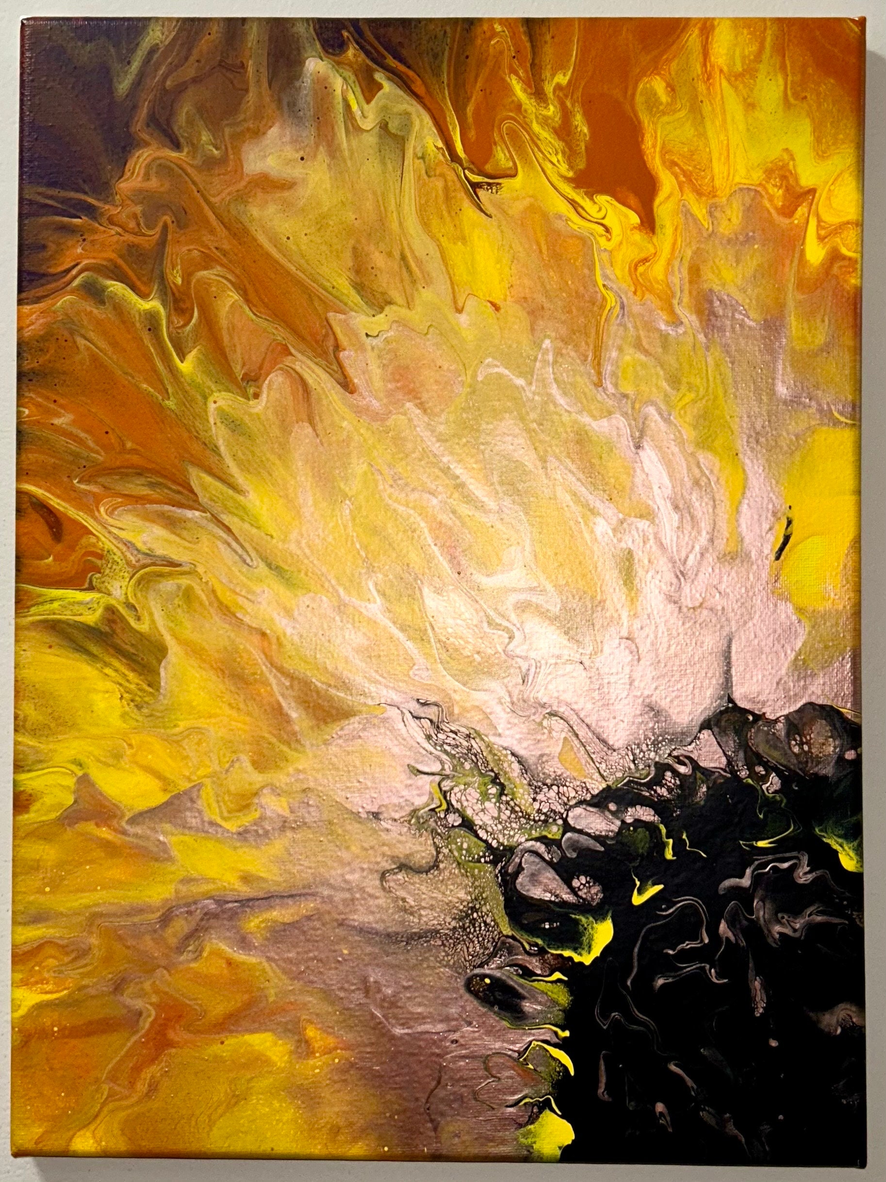 Abstract Acrylic Sunflower Paint Pour - Etsy