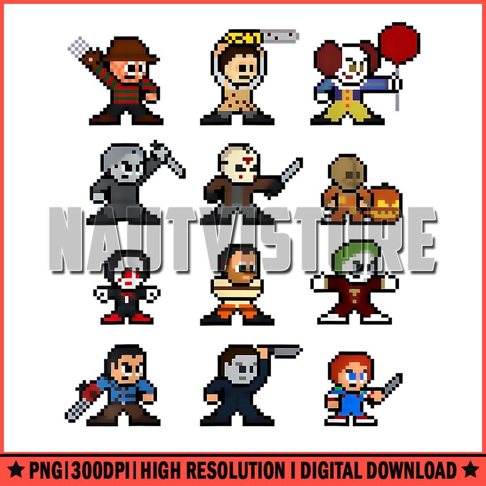 Horror Characters Pixel Art Png, Funny Halloween Png, 8-bit Halloween ...