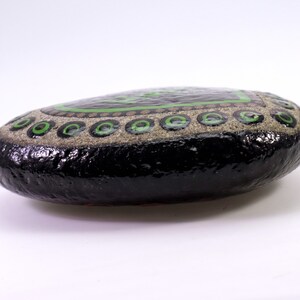 Hand Painted Hope Heart Rock Green & Red Mandala Stone Art, Meditation ...