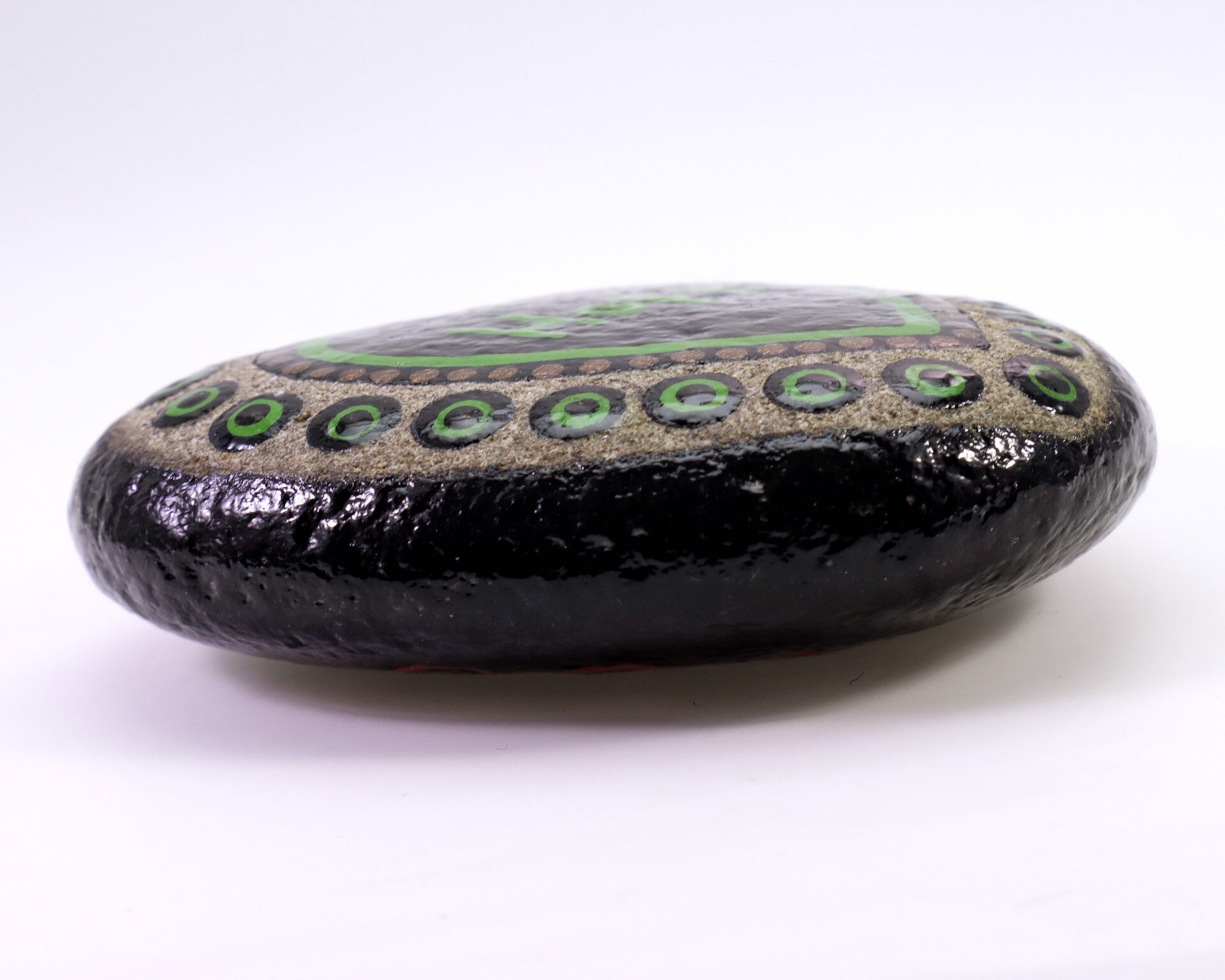 Hand Painted Hope Heart Rock Green & Red Mandala Stone Art | Etsy