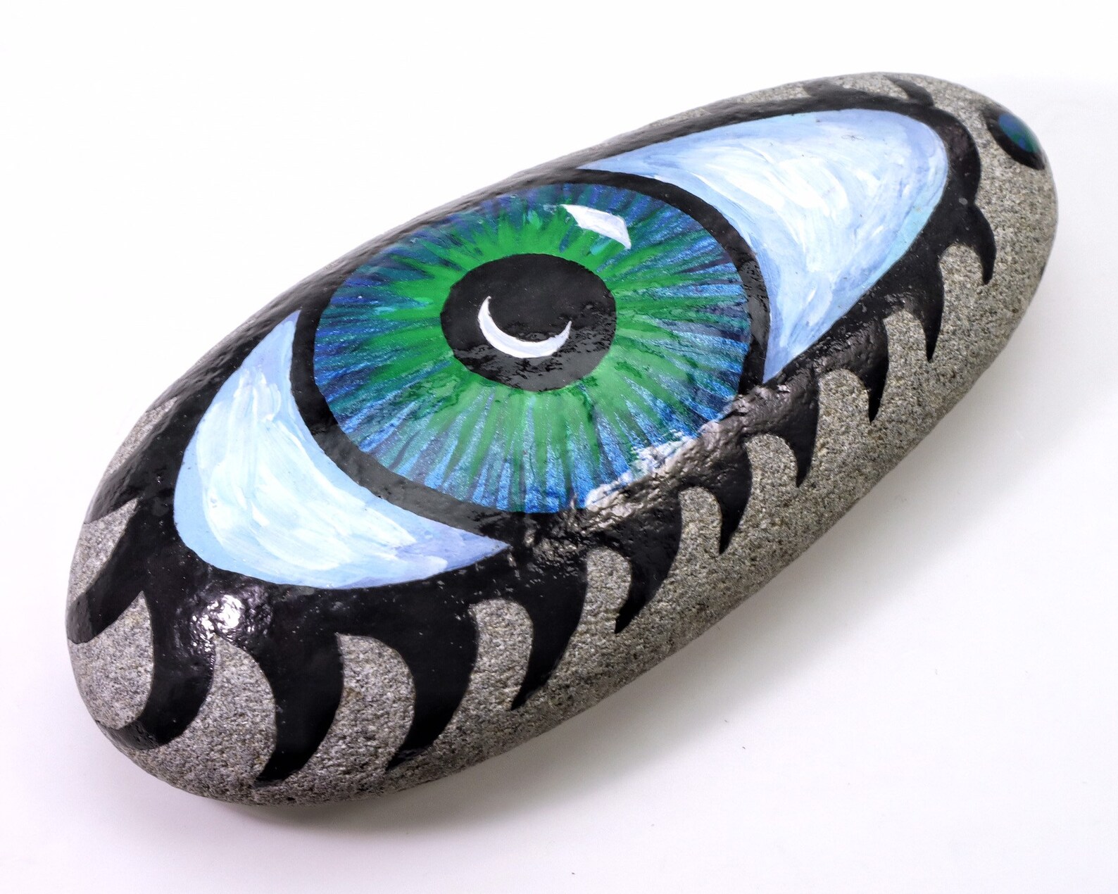 Hand Painted Eye Rock Blue Eyeball Art Whimsical Art Office | Etsy