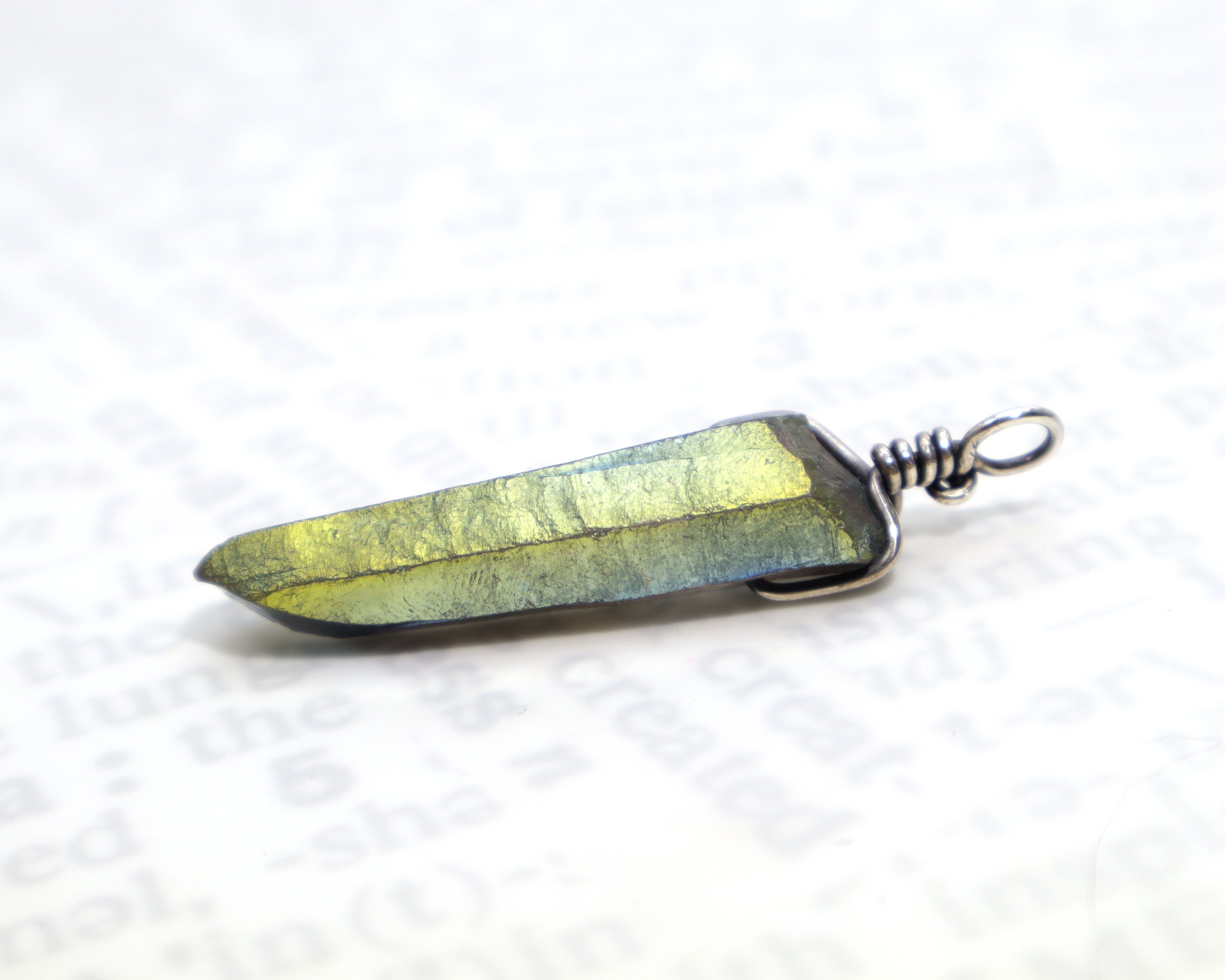Blue Flame Aura Quartz Crystal Silver Pendant: Titanium Aura W/ Niobium ...