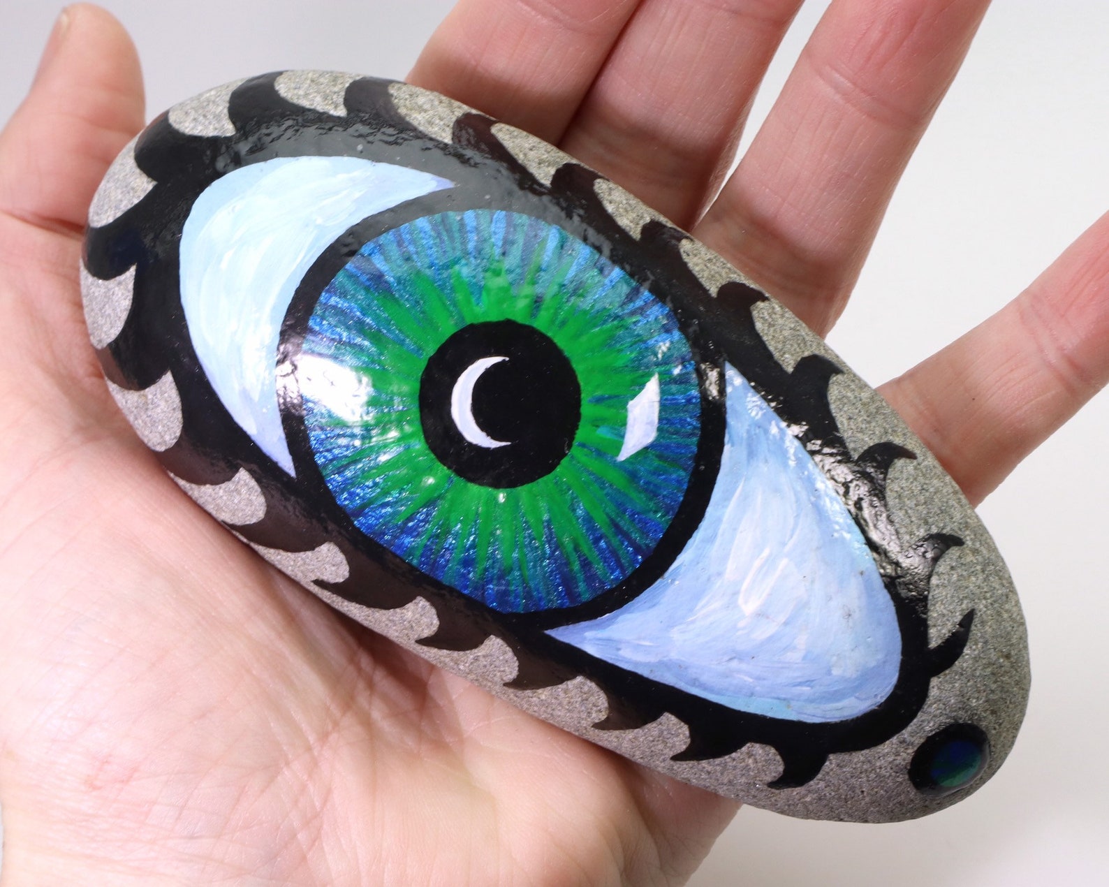 Hand Painted Eye Rock Blue Eyeball Art Whimsical Art Office | Etsy