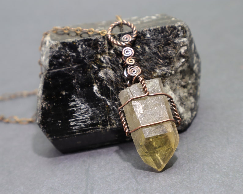 Raw Citrine Crystal Pendant Necklace: Wire Wrapped Rough | Etsy