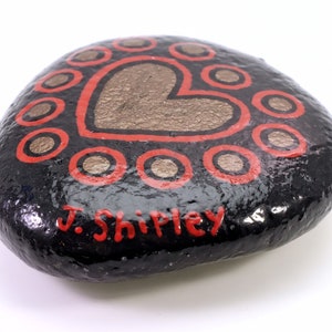 Hand Painted Hope Heart Rock Green & Red Mandala Stone Art, Meditation ...