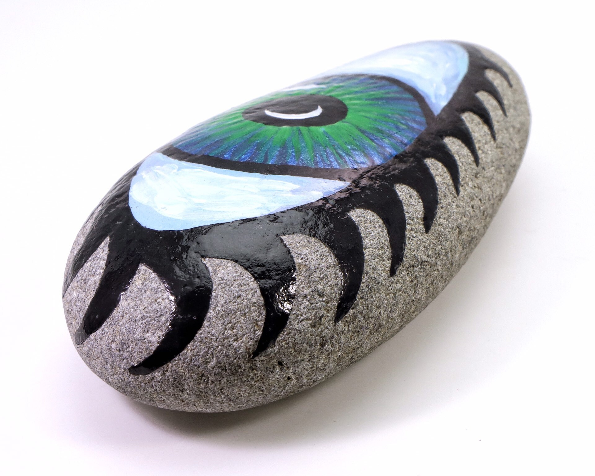 Hand Painted Eye Rock Blue Eyeball Art Whimsical Art Office - Etsy