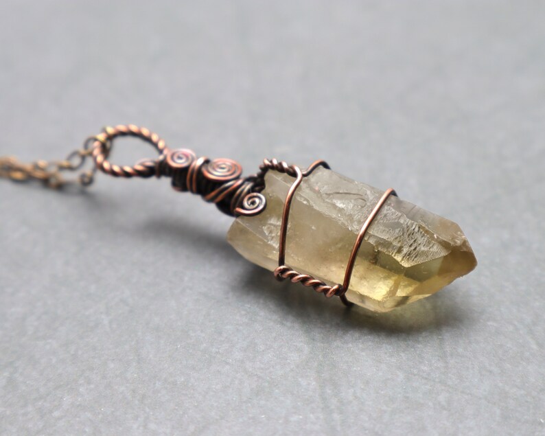 Raw Citrine Crystal Pendant Necklace: Wire Wrapped Rough | Etsy