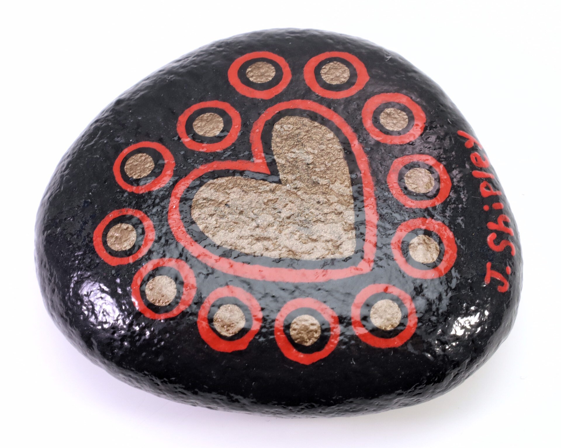Hand Painted Hope Heart Rock Green & Red Mandala Stone Art | Etsy