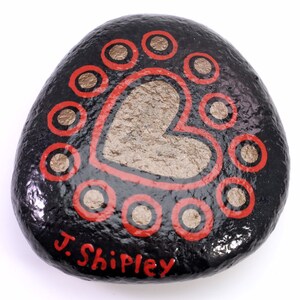 Hand Painted Hope Heart Rock Green & Red Mandala Stone Art, Meditation ...