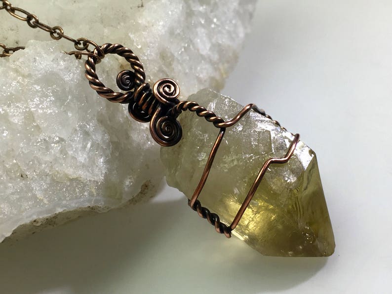 Raw Citrine Crystal Pendant Necklace: Wire Wrapped Rough | Etsy