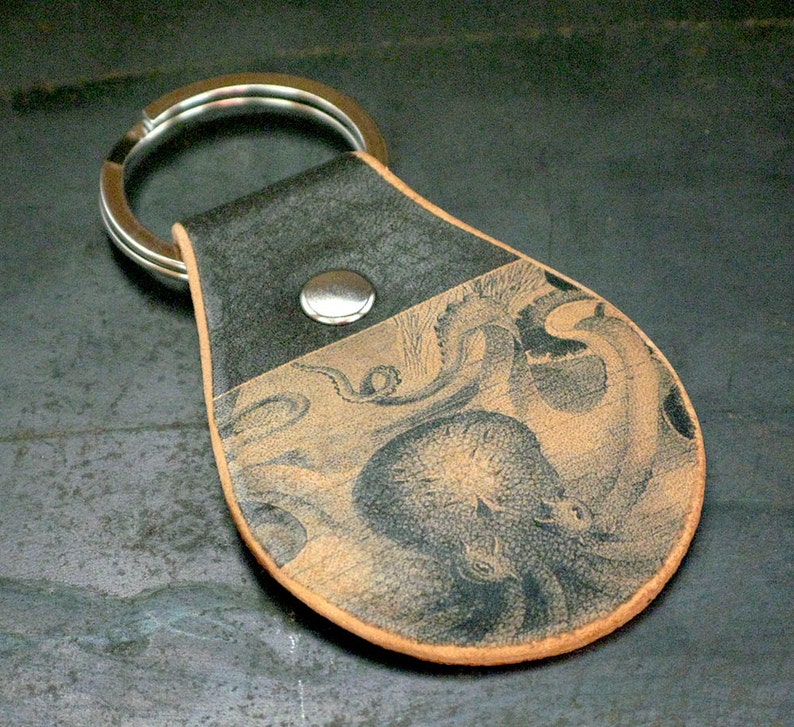 Octopus Leather Keychain. Key Fob. Mens Gift. 3rd Anniversary. - Etsy
