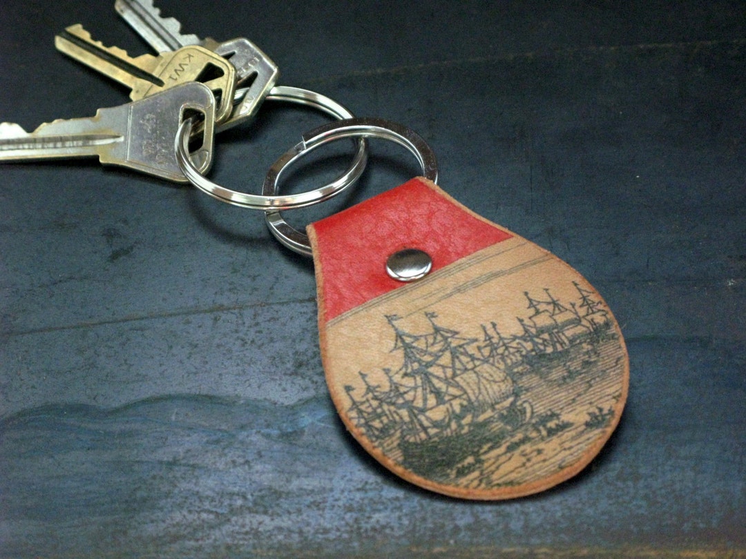 Nautical Leather Keychain - Etsy