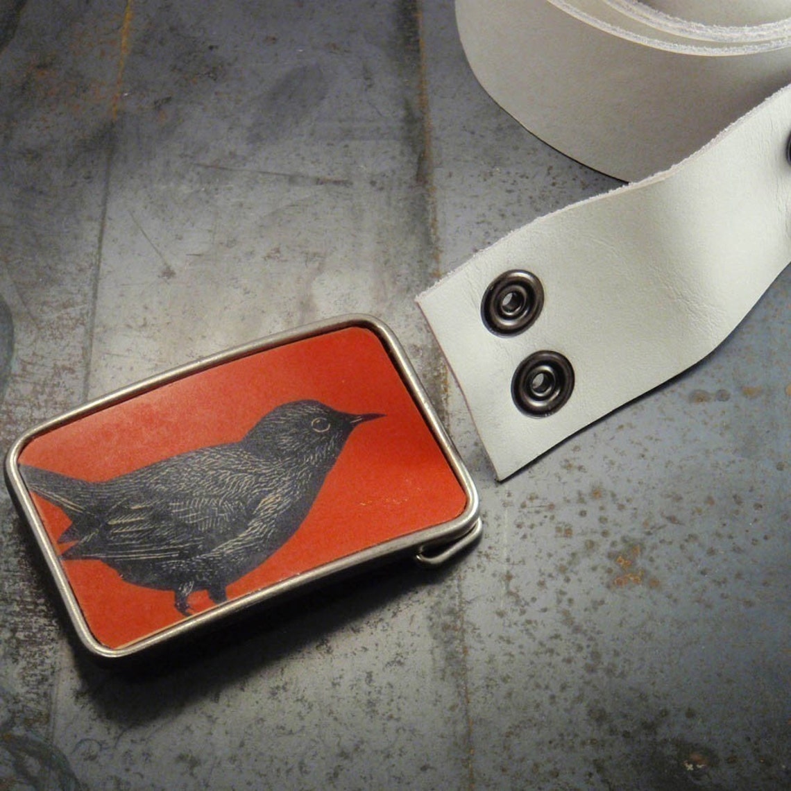 Red Bird Leather Belt Buckle the Southbound Belt Buckle - Etsy
