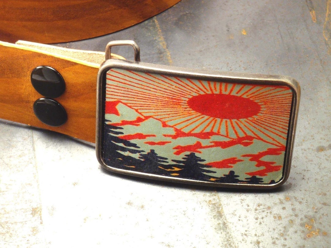 Leather Belt Buckle - Sun - Etsy