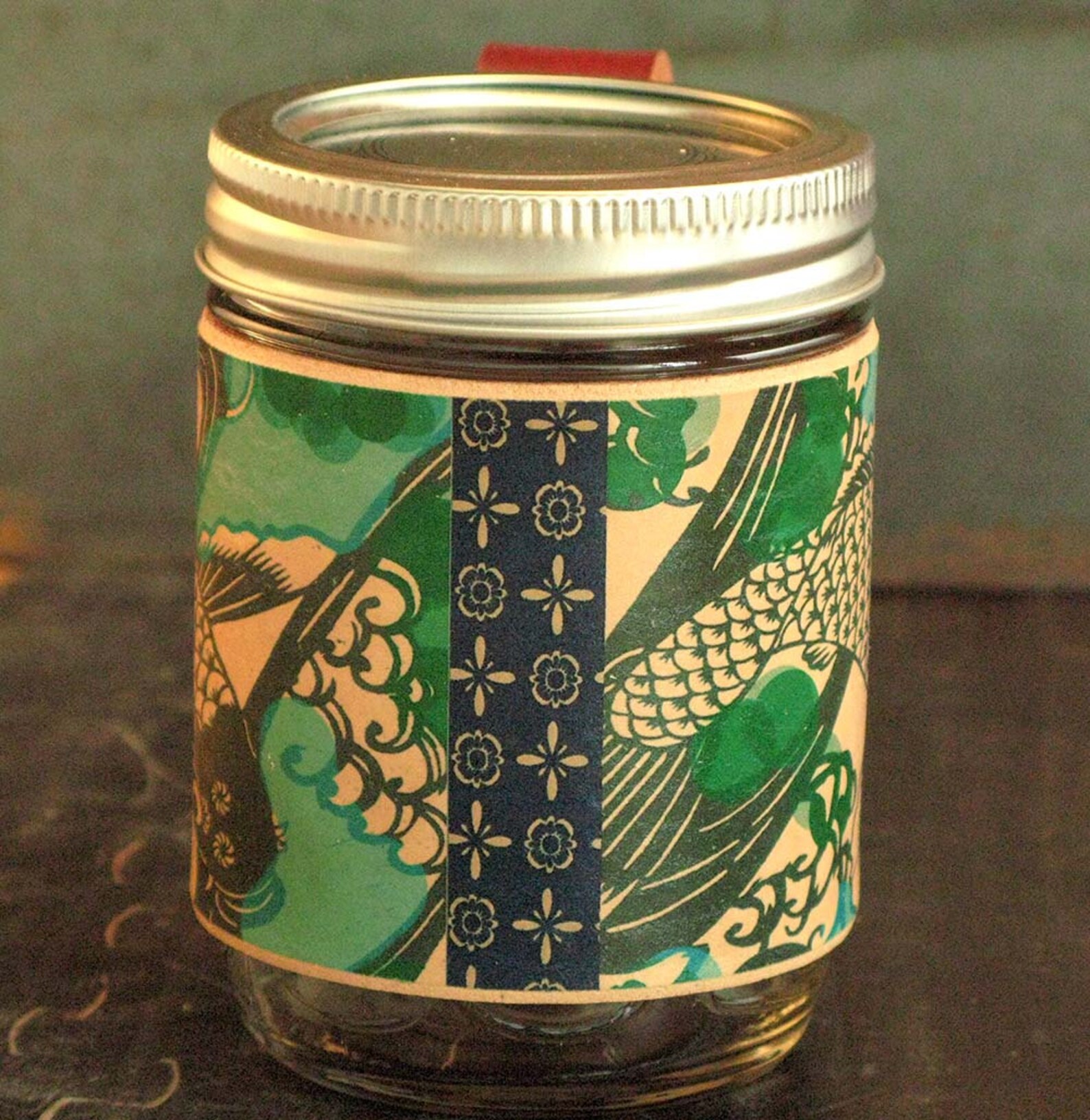 Koi Fish Leather Mason Jar Sleeve - Etsy
