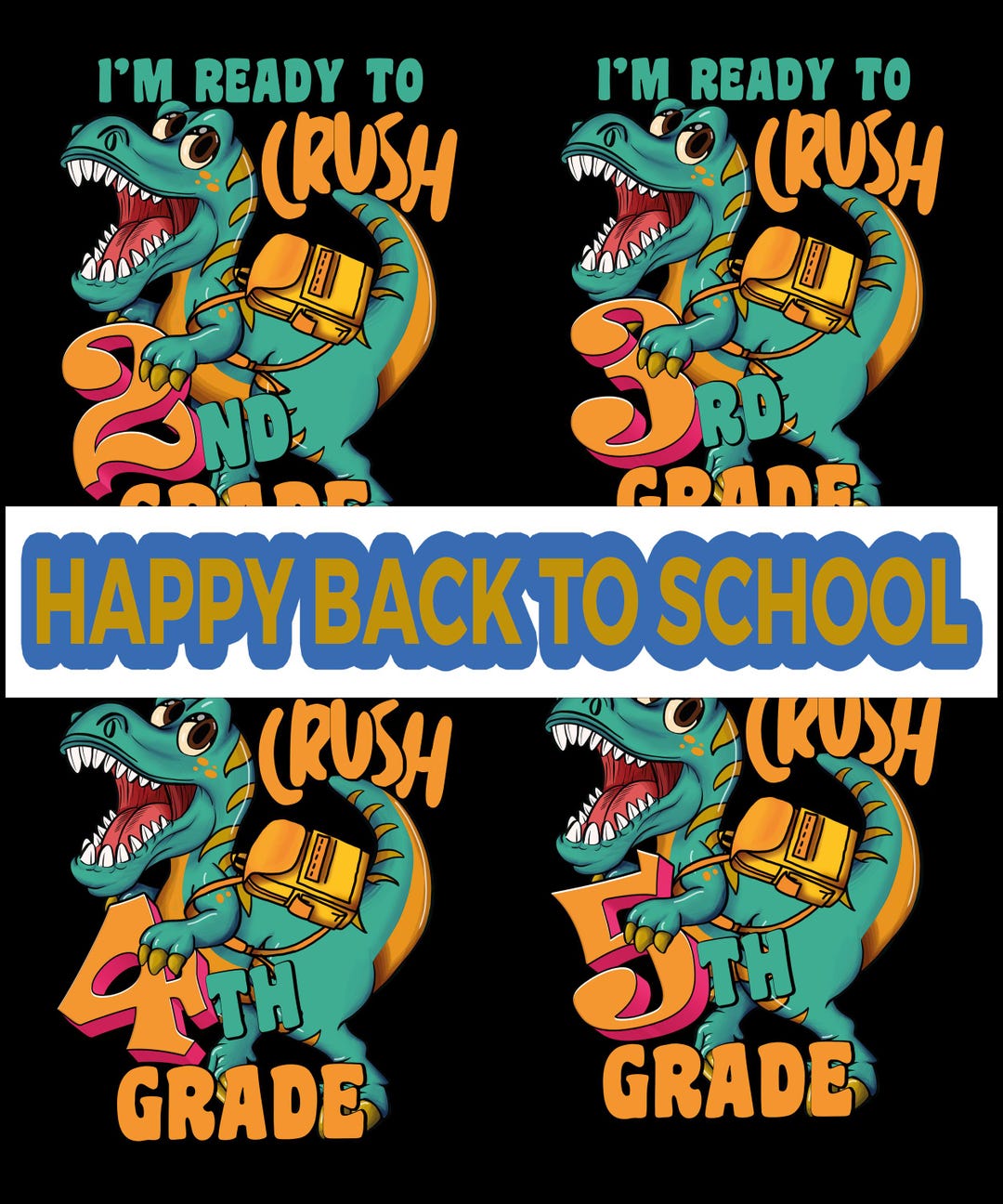 Back to School Dino PNG Digital Download Cute Dinosaur Clipart for Kids ...