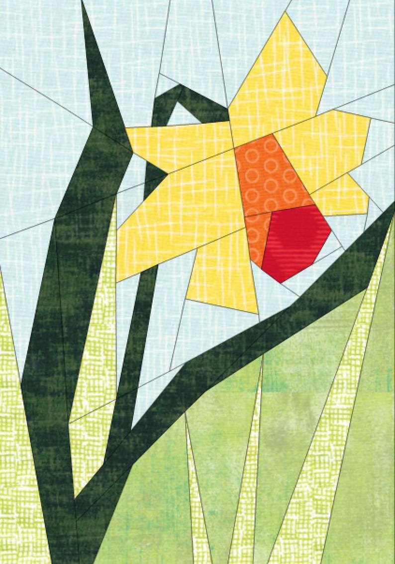 Daffodil Foundation Piecing Pattern PDF - Etsy
