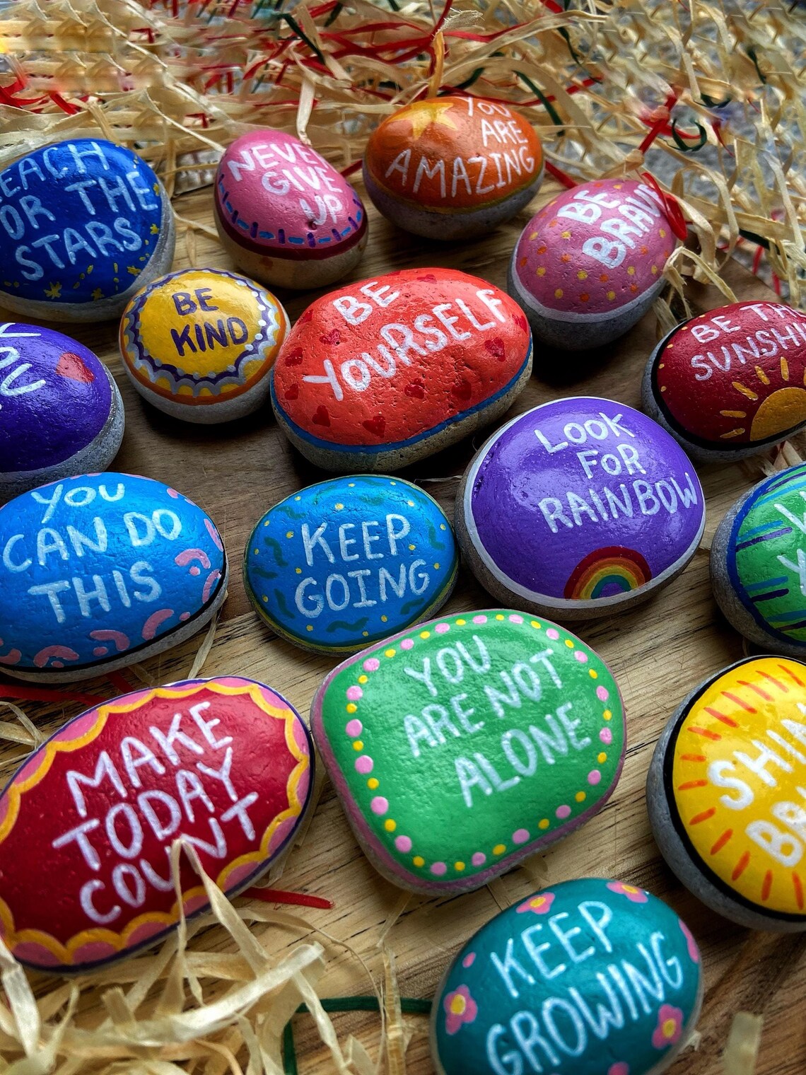 Hand Painted Positivity Pebble – Daily Reminder Stone – Little ...