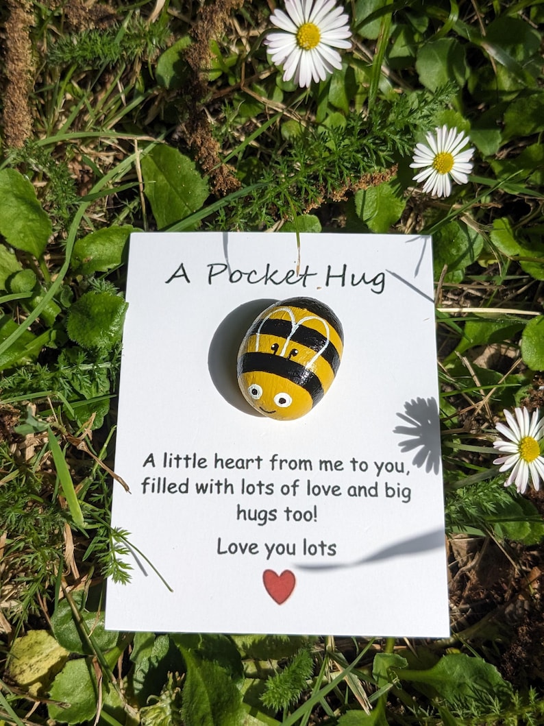 A Pocket Hug - Hand Painted Stone in a Card - Thinking of You ...