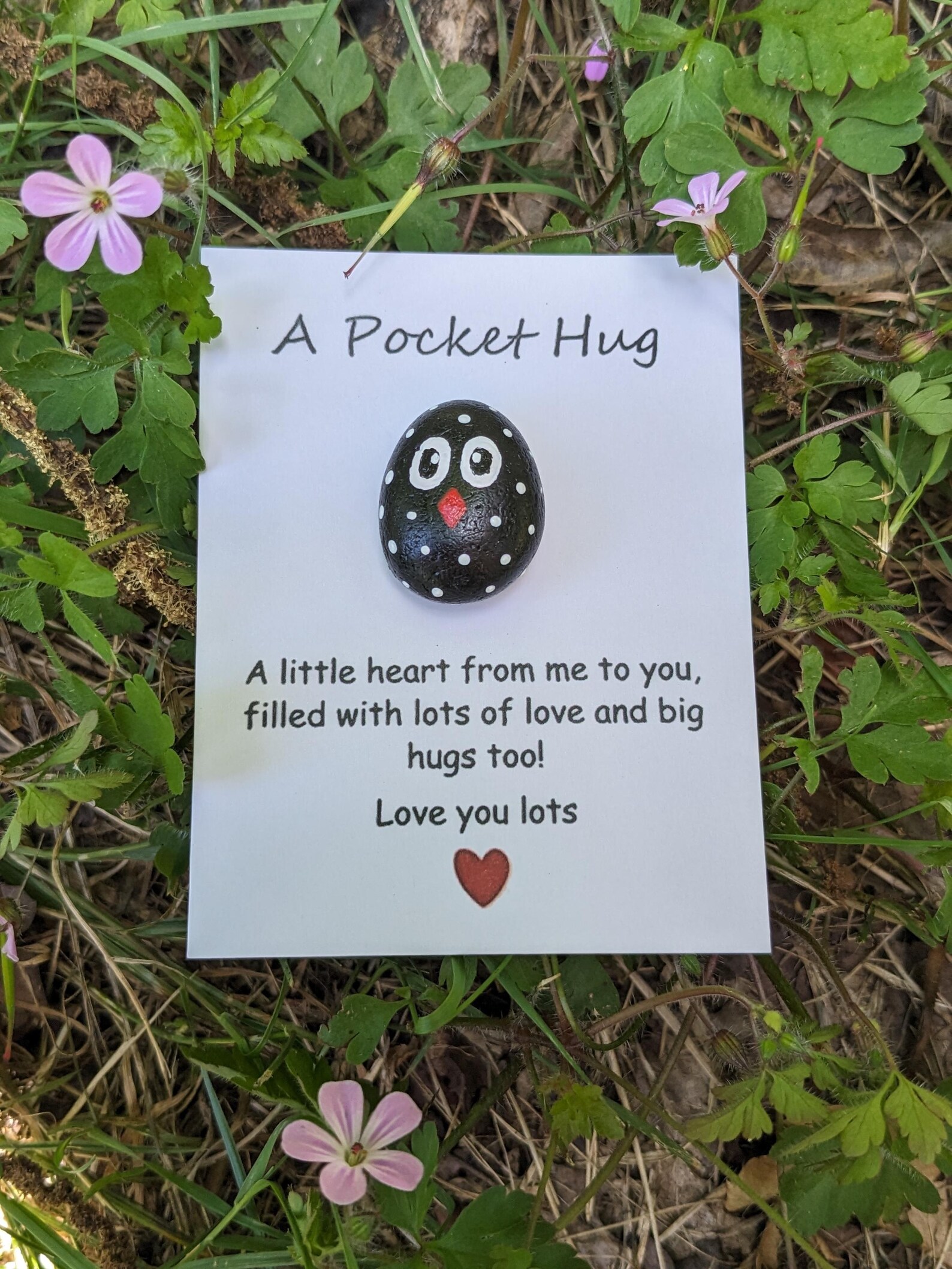 A Pocket Hug Hand Painted Stone in a Card Thinking of You Friendship ...