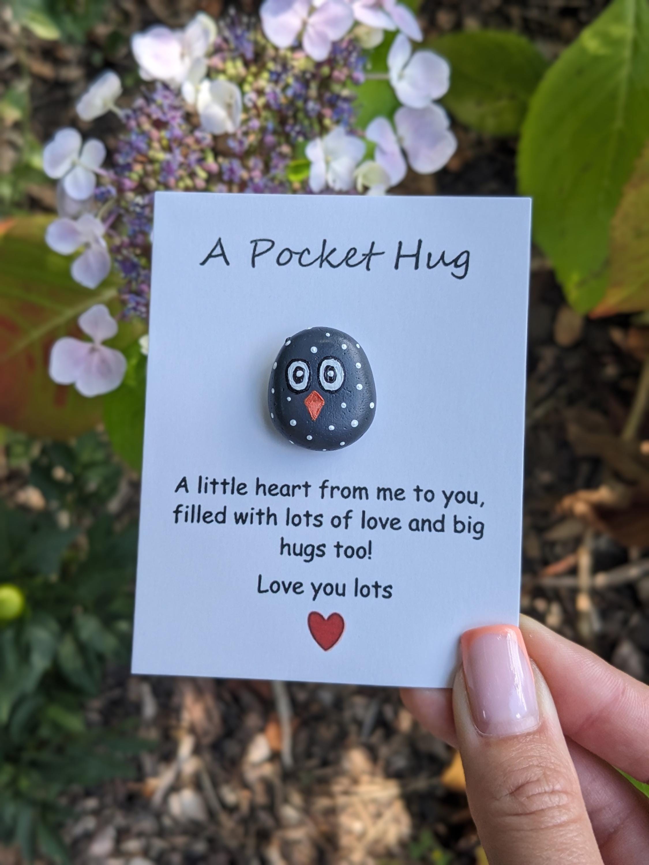 A Pocket Hug Hand Painted Stone in a Card Thinking of You Friendship ...