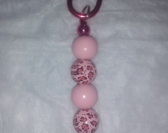Pink Feather Design Loom Beaded Keychain - Etsy