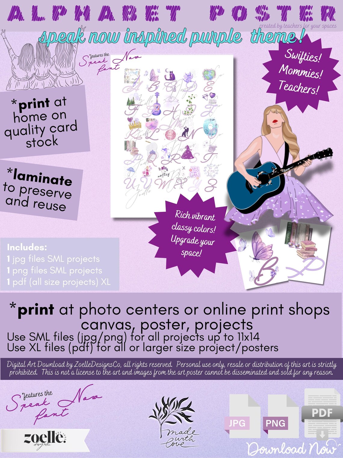 Alphabet Poster for Nursery Home Decor or Classroom-taylor Swift ...