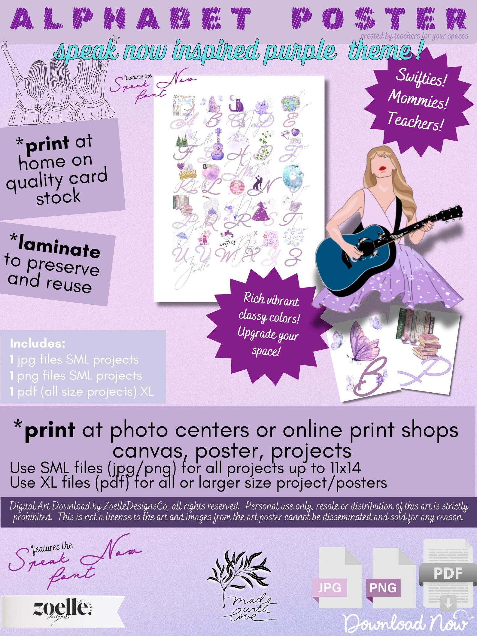 Alphabet Poster for Nursery Home Decor or Classroom-taylor Swift ...