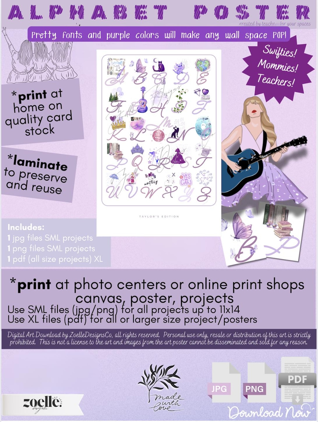 Alphabet Poster: Taylor Swift Inspired Nursery Art (digital Download ...