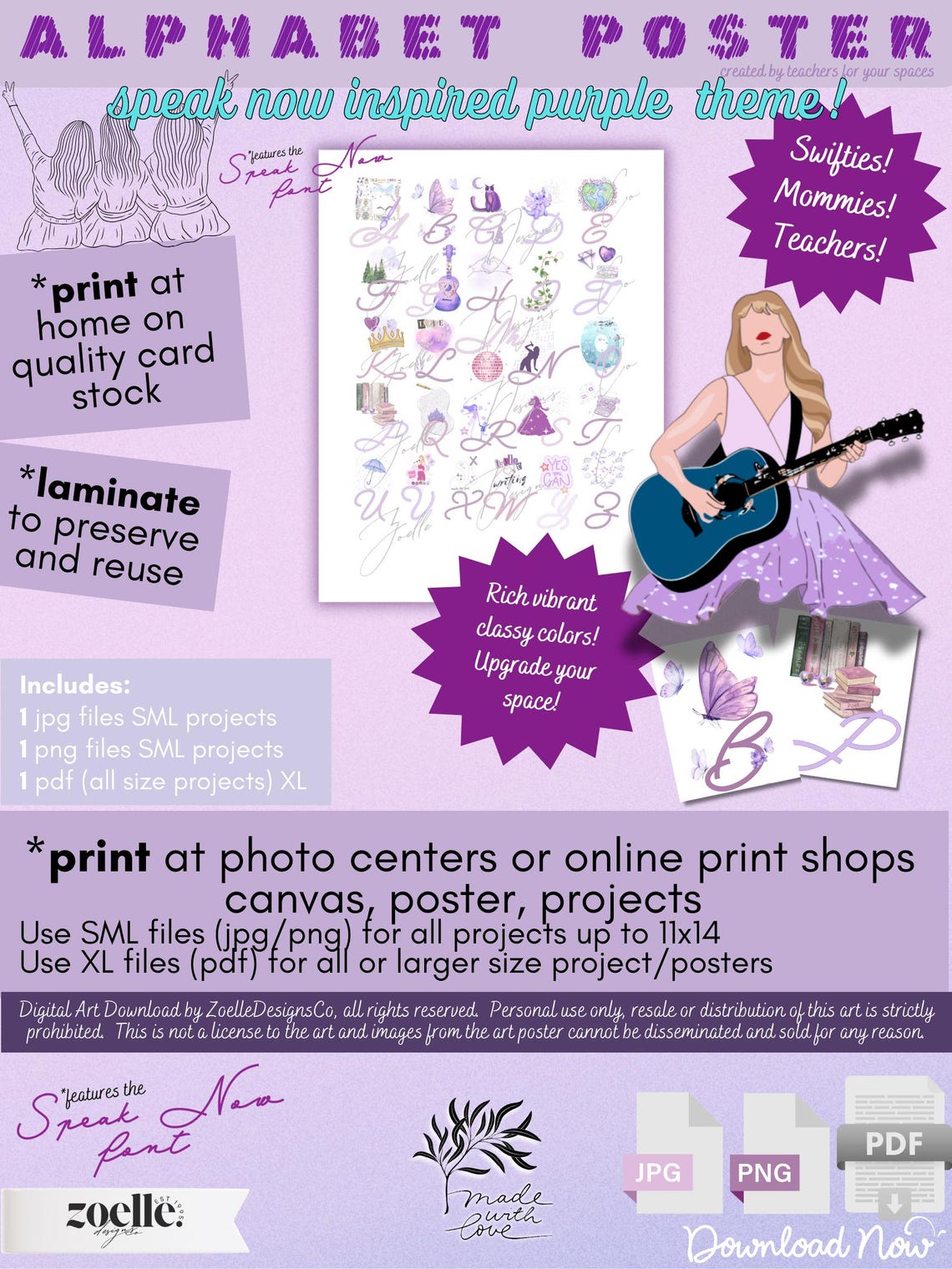 Alphabet Poster for Nursery Home Decor or Classroom-taylor Swift ...