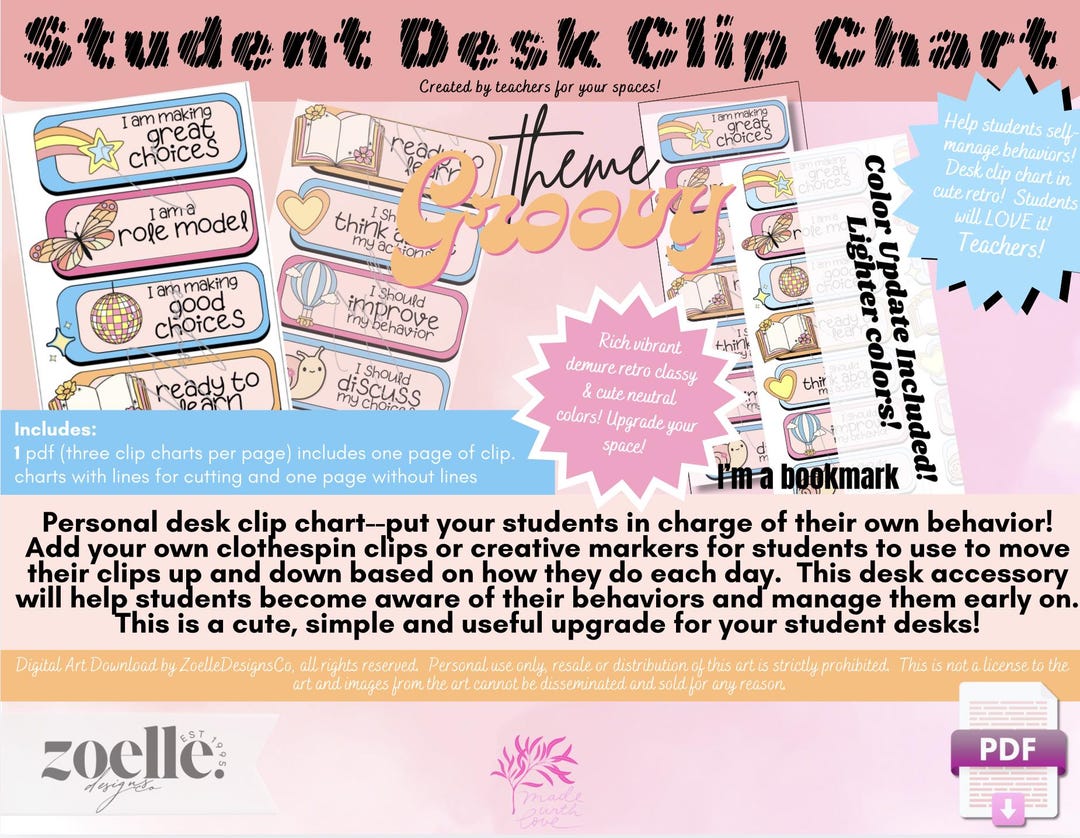 Behavior Clip Chart Retro Vintage- Student Managed Behavior - Desk Clip ...