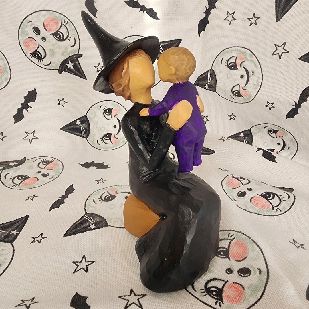 Mother & Child Witch Altered Repainted Willow Tree Figurine Halloween ...