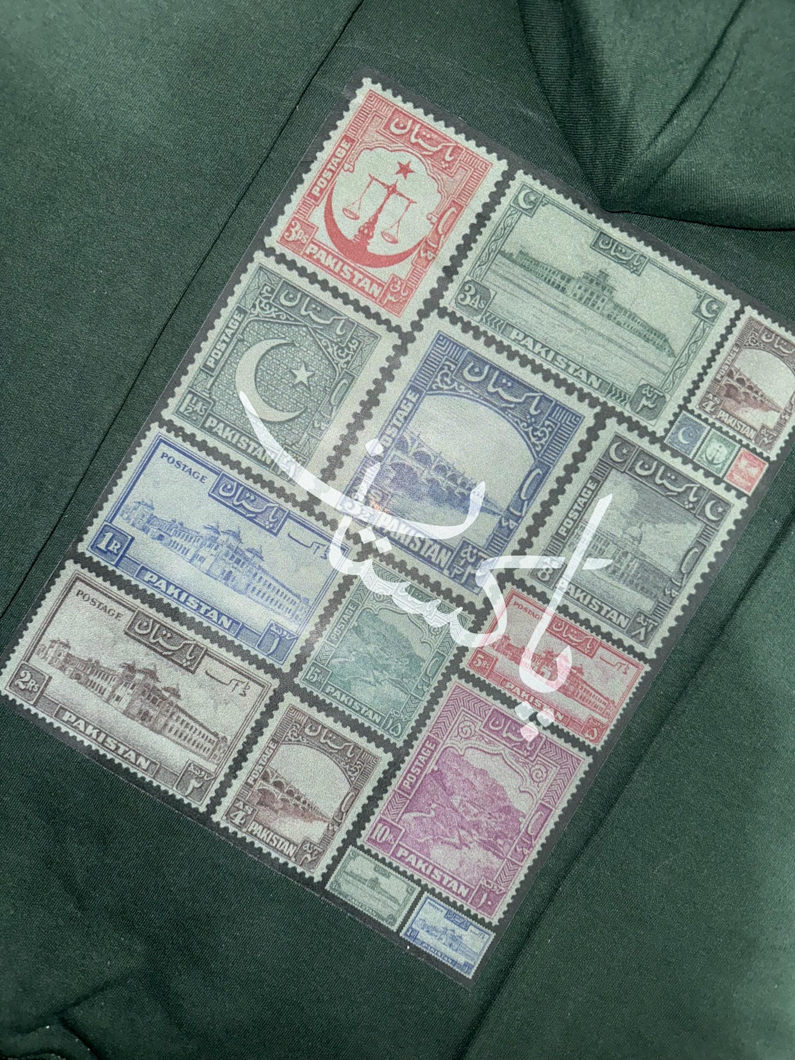610 Pakistan Postage Stamp Collage Unisex Hoodie, Gift Pakistani Desi ...